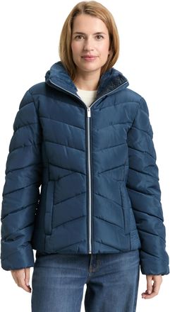 Tom Tailor Damen Puffer Winterjacke mit Kunstfell am Kragen, 26779 - Nighttime Blue, L