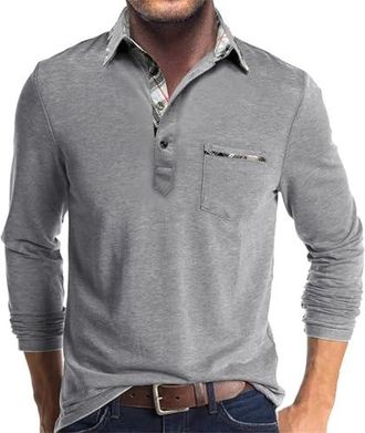 Generic Polo &agrave; manches longues pour homme, tendance, tennis, golf, d&eacute;contract&eacute;, d&eacute;contract&eacute;, respirant, haut classique, &eacute;l&eacute;gant, sport, bureau, chemise basiqu