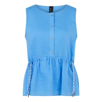 Marc Cain Femme, Tops, Bleu, Taille: 40 FR Top mit Volants