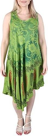 Love my Fashions Robe d&eacute;t&eacute; d&eacute;contract&eacute;e &agrave; coupe parapluie pour femme - Robe d&eacute;t&eacute; pour femme - Imprim&eacute; floral imprim&eacute; tie-dye - Col rond - &Eacute;l&eacute;gante et fluide - Robe de 