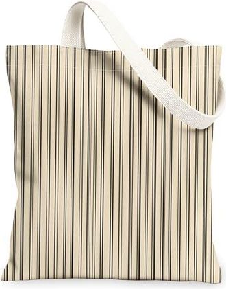 Generic Sacs fourre-tout en toile ray&eacute;s, &eacute;l&eacute;gants et l&eacute;gers, r&eacute;utilisables, sacs d&eacute;picerie d&eacute;t&eacute; chic et respectueux de lenvironnement en toile pour Tra, beige