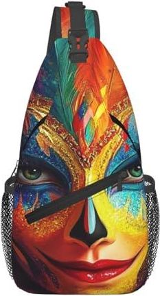 Generic Masque de carnaval avec plumes, sac &agrave; bandouli&egrave;re de voyage, sac &agrave; dos &agrave; bandouli&egrave;re pour homme, sac &agrave; dos de randonn&eacute;e