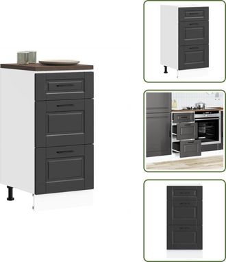 vidaXL The Living Store - vidaXL K&uuml;chenunterschrank Porto Schwarz Holzwerkstoff