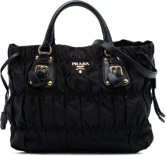 Prada Hobo Bags - Tessuto Gaufre Satchel - Gr. unisize - in Schwarz - f&uuml;r Damen