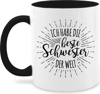 Shirtracer Tasse Tassen 325ml - Ich habe die beste Schwester der Welt I Schwestern Geschenk Schwester I Sister - 325 ml - Schwarz - f&uuml;r schwesterntasse schwester