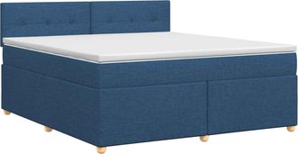 vidaXL Letto Box Spring Con Materasso Blu 140 X 200 Cm Tessuto Vidaxl