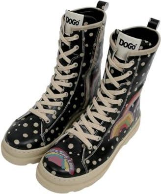 Dogo Femme Cuir Vegan Noir Bottes Longues - More Self Love Motif