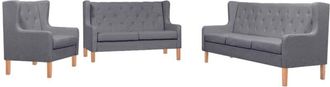 vidaXL 3-tlg. Sofa-Set Stoff Grau Vidaxl