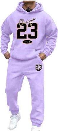 Generic Sweat a Capuche Homme Hooded Sweatshirt Ensemble Hoodie Sport pour Homme et Femme avec Impression Lettre, Manches Longues pour Automne et Hiver