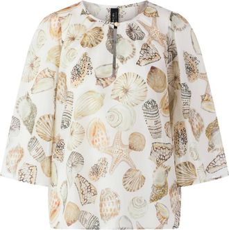 Marc Cain Femme, Blouses et Chemises, Multicolore, Taille: 44 FR Blouse D&eacute;licate avec Imprim&eacute; Coquillages