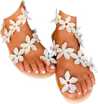 Generic Sandales pour femme - S&eacute;parateur dorteils en perles - Tongs de plage pour femme - Antid&eacute;rapantes - Chaussures d&eacute;t&eacute; &agrave; lani&egrave;res respirantes - S&eacute;parateur