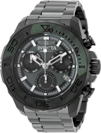 Invicta Carbon Hawk 51080 Herrenuhr - Quarzwerk - Edelstahl mit gr&uuml;nem Zifferblatt - 48 mm