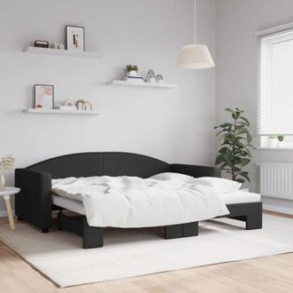 vidaXL Lit de jour avec lit gigogne noir 90x190 cm tissu Vidaxl