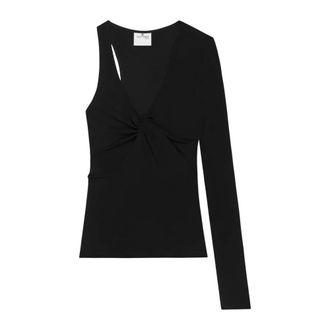 Courr&egrave;ges Robe asym&eacute;trique en maille avec d&eacute;coupe - Femme - Tops - Noir - Taille: 38 FR