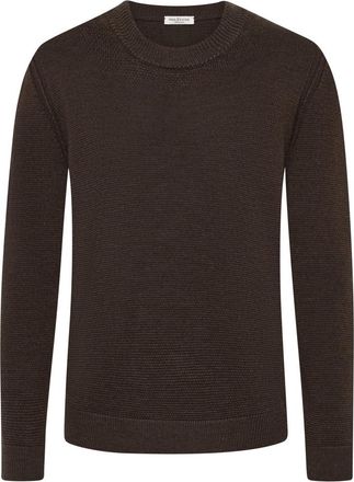 Phil Petter Pullover aus Merinowolle in Perlstrick mit Rippbündchen in