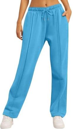 Generic Pantalon Jogging Femme D&eacute;contract&eacute; Jambe Large Polaire Pantalon de Surv&ecirc;tement Taille Elastique Confortable Ample Automne Hiver Sweatpants avec Poches