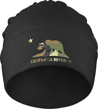 Generic Homme Femme Bonnet &Agrave; Revers Camouflage dours De La R&eacute;publique De Californie Bonnet dhiver Chaud Hiver Chapeaux Doux Bonnets De Ski pour Patinage Cycli