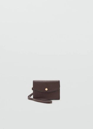 Mango Porte-cartes &agrave; rabat avec bouton en forme de bijou chocolat - Femme - Taille unique - MANGO