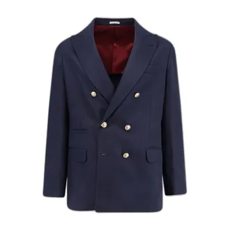 Brunello Cucinelli Blazer en soie et lin - Homme - Vestes - Bleu - Taille: 2XL