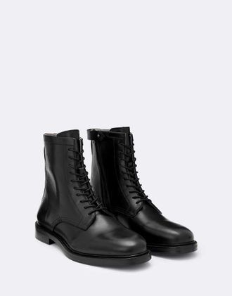 AllSaints Tanner bottes &agrave; lacets en cuir noir