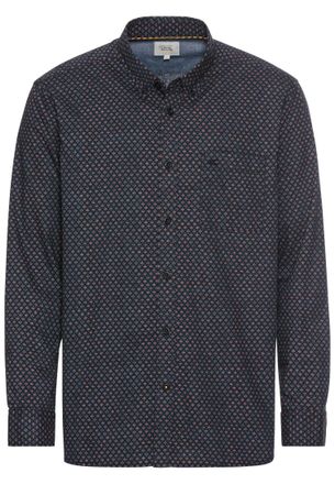 Camel Active Herren Langarmhemd mit Minimal-Print Dunkelblau-Rot, Menswear-XXL