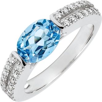 Edenly Verlobungsring Triumph - 1.5 Karat Topaz und Diamanten - 18 Karat Weißgold