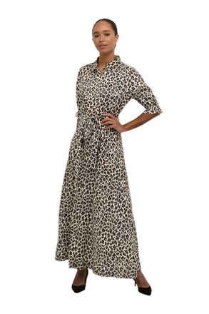 Kaffe Kleid KAvelana Damen Kleid Kurzarm Maxi Casual Elegant Print Maxikleid 42, Multi Color Leo Print 42