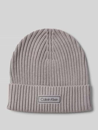 Calvin Klein Strickmütze mit Kaschmir-Anteil und Label-Patch