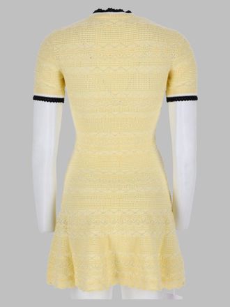 Self Portrait Pointelle Knit Cotton Mini Dress - Yellow