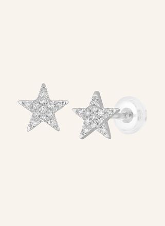 Leaf Ohrstecker Star 18 Karat Wei&szlig;gold Mit Diamanten silber