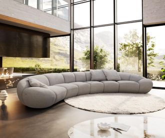 DELIFE Big-Sofa Lunna 470x210 cm Strukturstoff Soft Grau 3 Kissen, Big Sofas