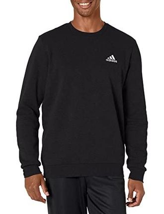 adidas Mens Standard Essentials Fleece Sweatshirt, Black/White, Large
