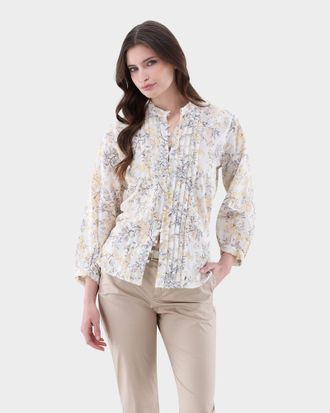 van Laack Stehkragenbluse mit Biesen an der Vorderseite