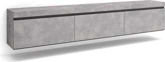 Skraut Home TV-Schrank, Lowboard, f&uuml;r Wohnzimmer und Esszimmer, 240x45x35 cm, H&auml;ngend, Moderner Stil, Zementgrau - Skraut Home