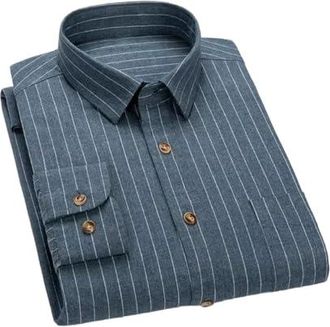 Generic Chemise &agrave; manches longues pour homme, coupe ajust&eacute;e, chemise formelle douce &agrave; carreaux d&eacute;contract&eacute;s hauts ray&eacute;s bureau, 252, XXL