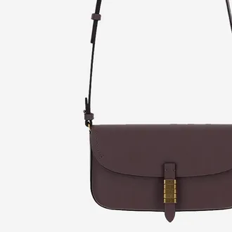 Pinko Womens Saddle Leather Shoulder Bag Burgundy