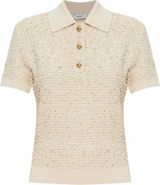 Balmain Polohemd mit Lurex-Garn - - Tops - Damen - Beige - 2XS