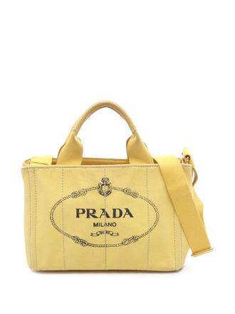 Prada sac cabas en toile &agrave; logo Canapa (2010-2025) - Jaune