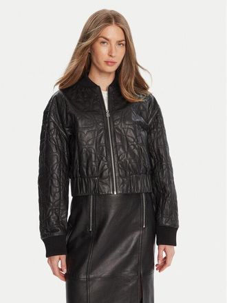 HUGO BOSS Lederjacke Lesana 50542331 Schwarz Relaxed Fit