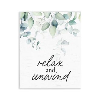 Stupell Industries Wandschild Relax And Unwind, Kräuterblätter, Design von Lettered and Lined, 35,6 x 28,9 cm
