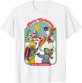 Steven Rhodes Flamethrower Christmas Sarcastic Retro Funny Adult Humor T-Shirt