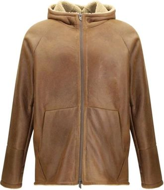 Salvatore Santoro Homme, Vestes, Brun, Taille: XL Veste en peau lainée avec capuche et poches