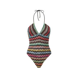 Missoni Femme, Maillots de bain, Multicolore, Taille: 40 FR Maillot de bain une pi&egrave;ce en viscose lam&eacute;e &agrave; micro motif zigzag