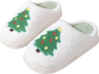 Generic Pantoufles de Noël pour femme en mousse à mémoire de forme chaudes, légères, respirantes, pelucheuses, confortables, antidérapantes et douces pour lin