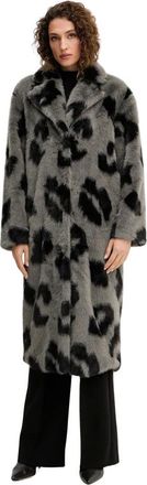 Silvian Heach Long Furr Coat Lemos - Femme - Manteaux - Gris - Taille: 40 FR