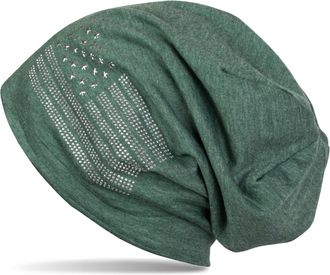 styleBREAKER M&uuml;tze Beanie mit USA Flagge aus Strass