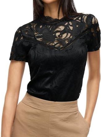 Vila Clothes Vistasia S/s Lace Top - Noos, Débardeur Femme, Noir (Black Black), 42 (Taille Fabricant: Large)