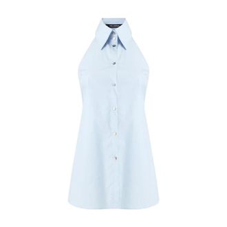Karl Lagerfeld Femme, Blouses et Chemises, Bleu, Taille: 40 FR Camisa hombros y espalda al aire