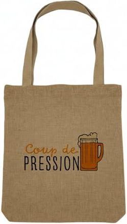 Fabulous Sac Shopping Tote Bag Aspect Lin - Coup de Pression Ap&eacute;ro Bar Bi&egrave;re Pinte - Sac de Courses Toile Epaisse 360g Beige Naturel Cabas Port&eacute; Epaule Solide 