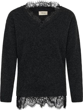 Cream V-Ausschnitt Strickware - - Knitwear - Damen - Grau - XL